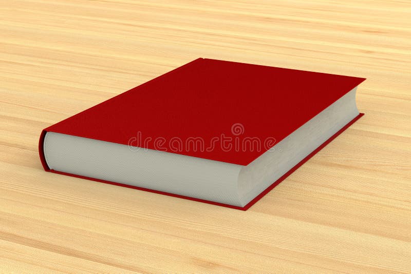 Red Book on Wooden Table. 3D Illustration Stock Illustration ...