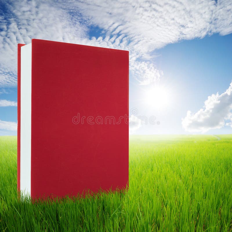 Red Books in Grass Fields and Blue Sky - Back To School Concept Stock ...