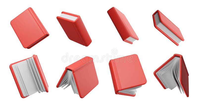 Red Books Set from Different Angles on White Background Stock ...