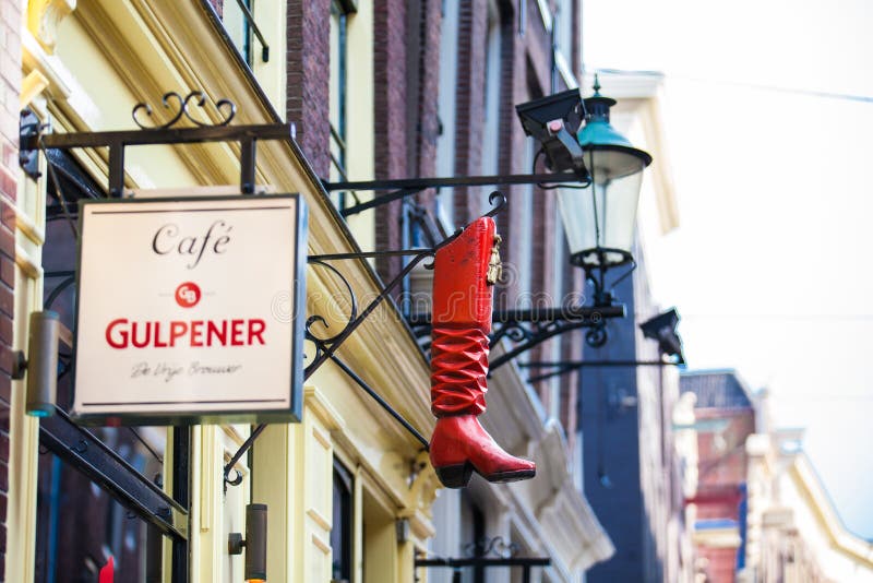The Red Boot Bar Located at the Red Light District in Amsterdam ...