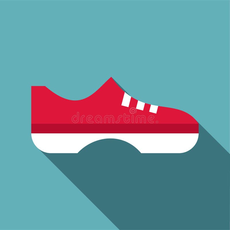 Red boot icon, flat style stock vector. Illustration of shadow - 82608040