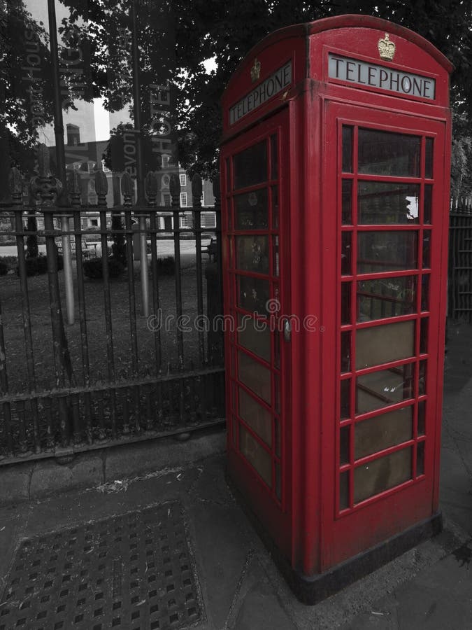Red booth in London editorial stock photo. Image of phone - 96145423