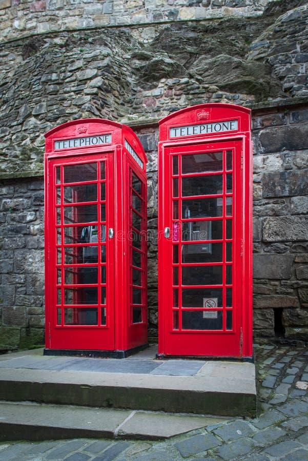 Vintage Red Telephone Booths in Scotland Stock Photo - Image of united ...