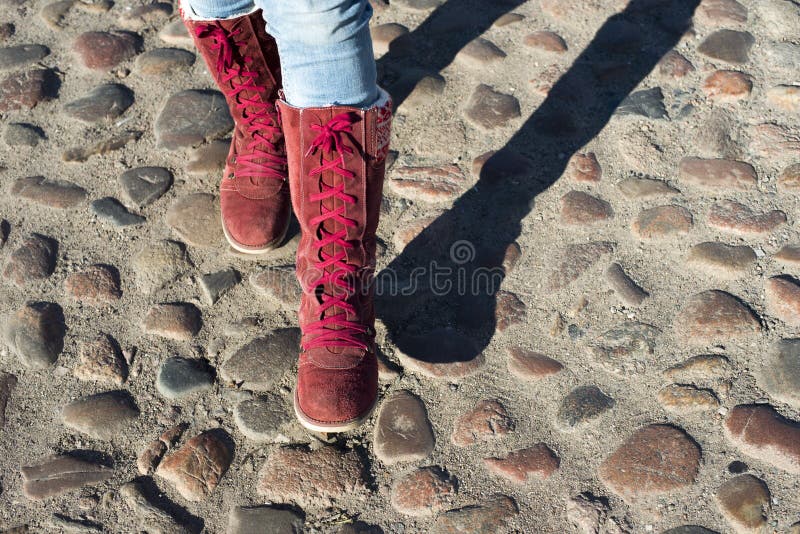 Red boots step stock photo. Image of crossing, bright - 63241712
