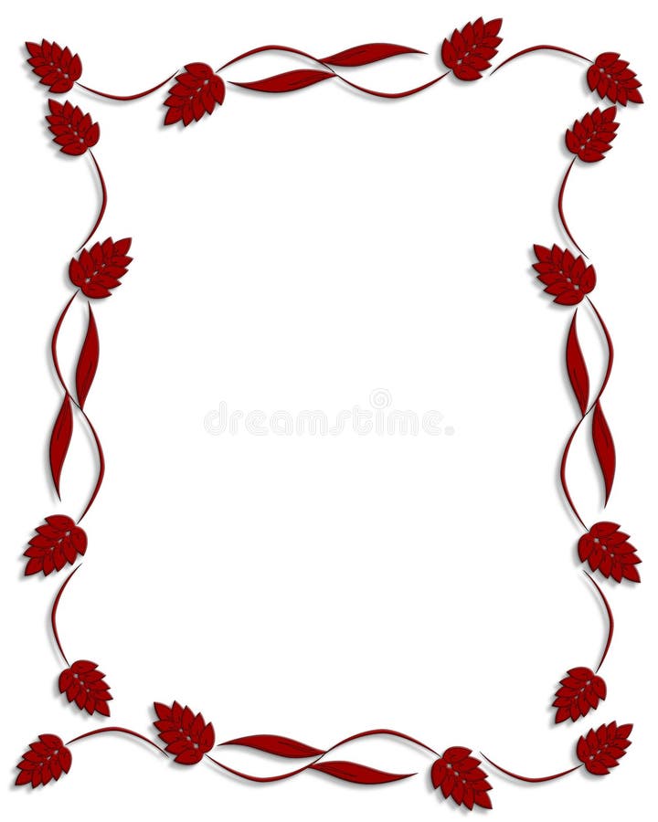 Red Border Ornamental Leaves Stock Illustration - Illustration of ...
