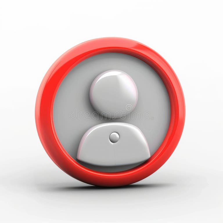 Red Circle User Icon: 3D Render of Profile Avatar Stock Illustration ...