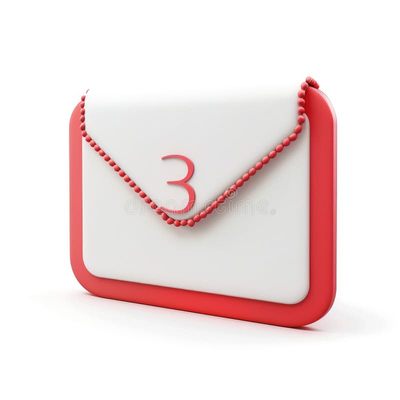 Red Envelope with Number Three, 3D Render Stock Illustration ...