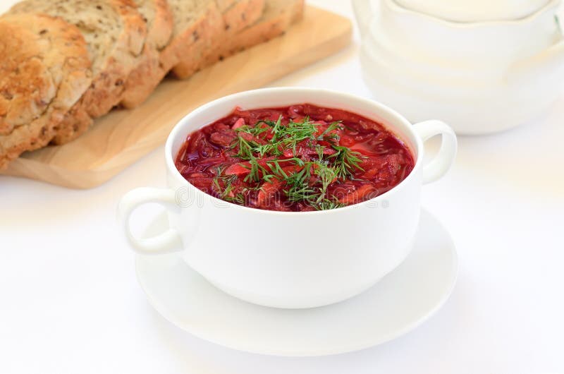 Red borsch stock photo. Image of borsch, kitchen, tablecloth - 23887062