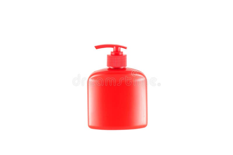 Red Bottle for Liquid Soap from a Dispenser. Stock Photo - Image of ...