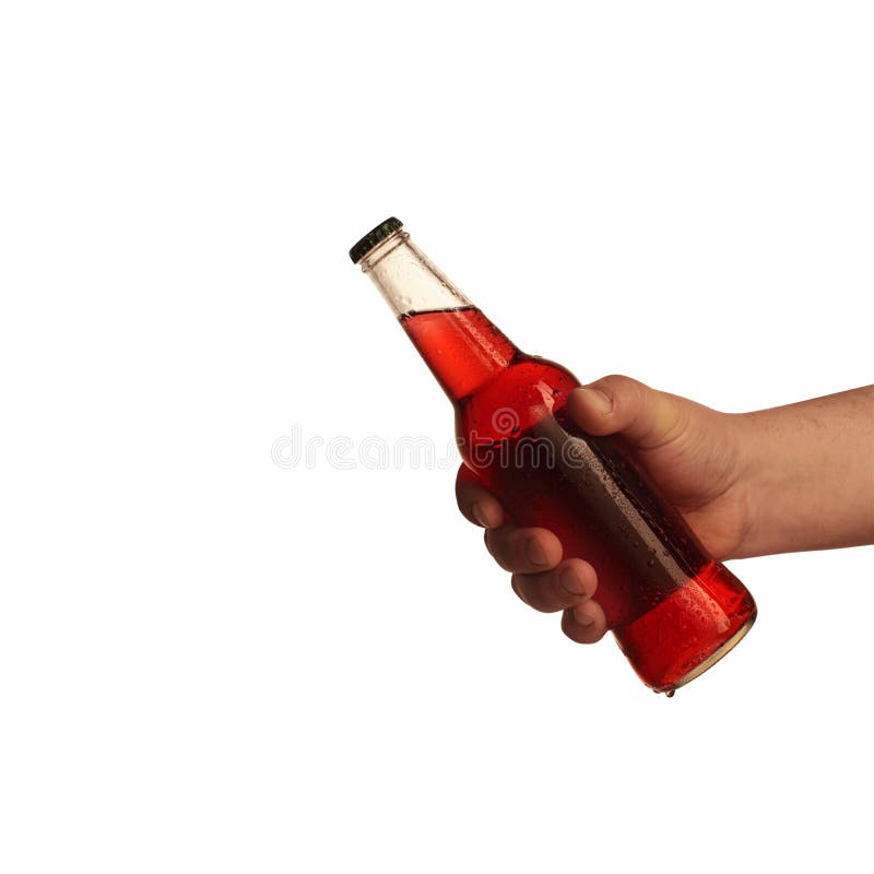 A red bottle stock image. Image of full, beer, yellow - 128255311