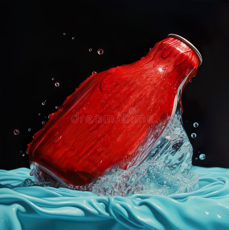 A Red Bottle with Water Splashes on it Stock Illustration ...