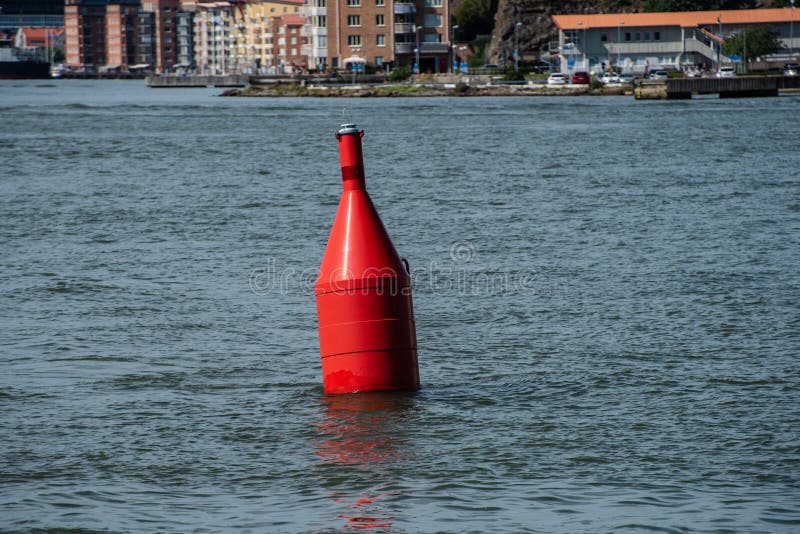 Red bouy in the river.. stock photo. Image of forest - 367336788