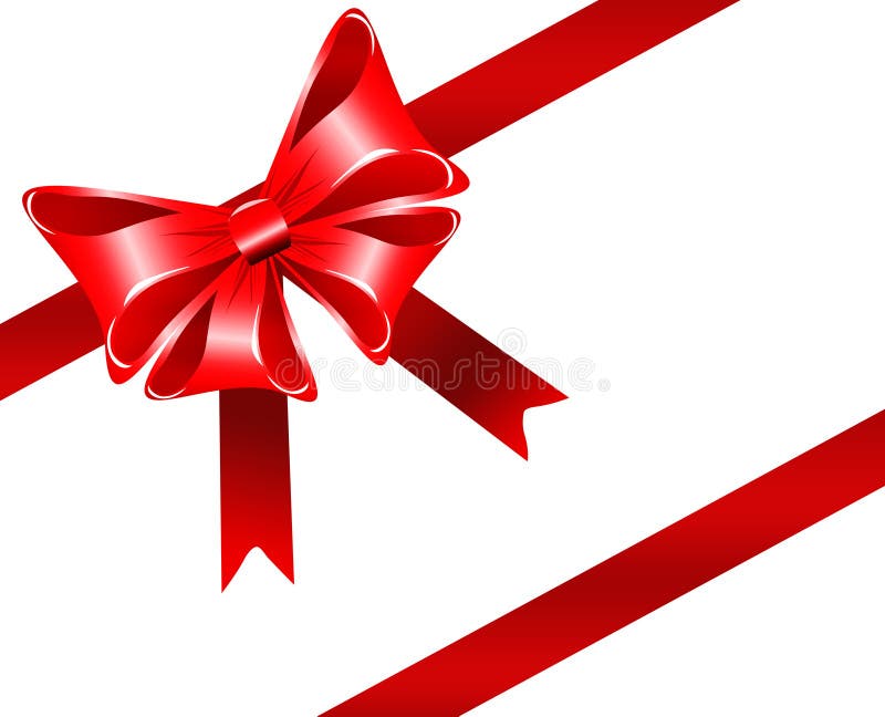 Red Bow with Diagonally Ribbons with Golden Strips Stock Vector ...