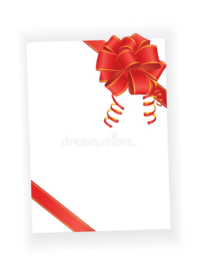 Red bow on blank paper stock vector. Illustration of bright - 28642886