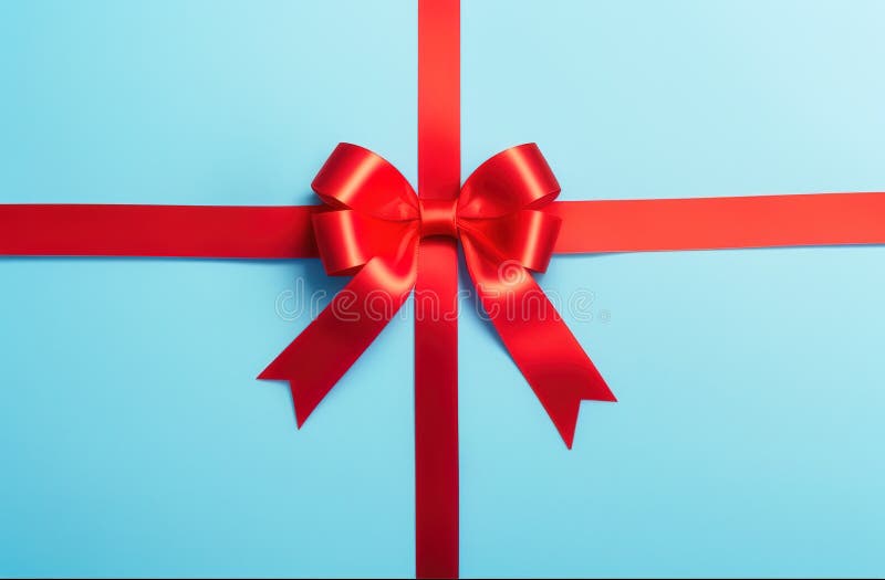 Red Bow on Blue Background, a Gift Close-up, Wallpaper Background Stock ... Red Bow on Blue Background, a Gift Close-up, Wallpaper Background Stock ...