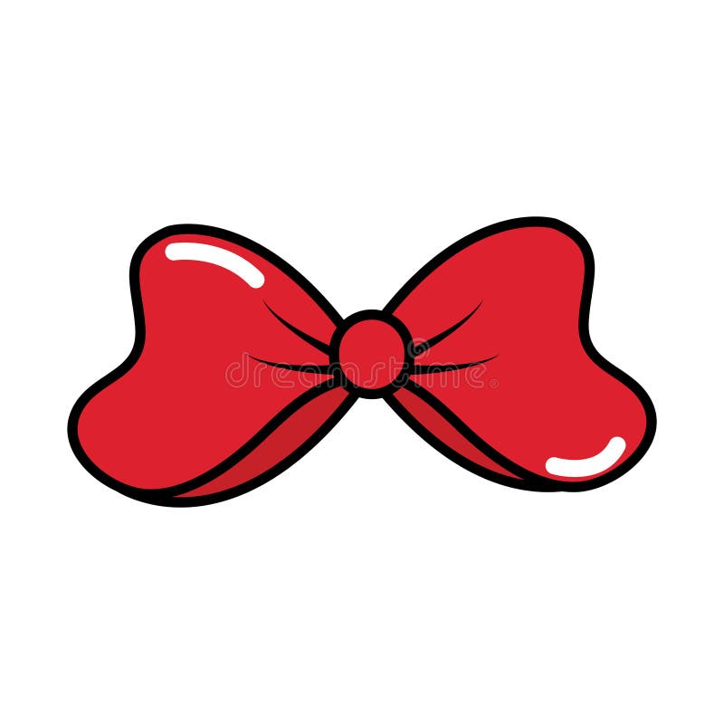 Red Bow Decoration Pop Art Style, Flat Icon Stock Vector - Illustration ...