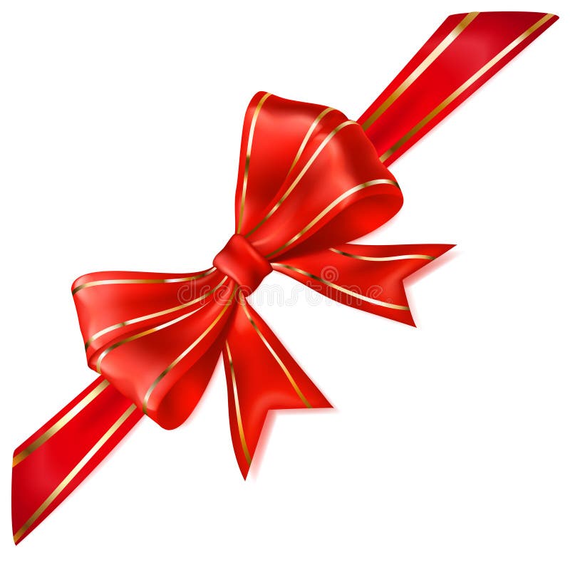 Red Bow with Diagonal Ribbon with Golden Strips Stock Vector ...
