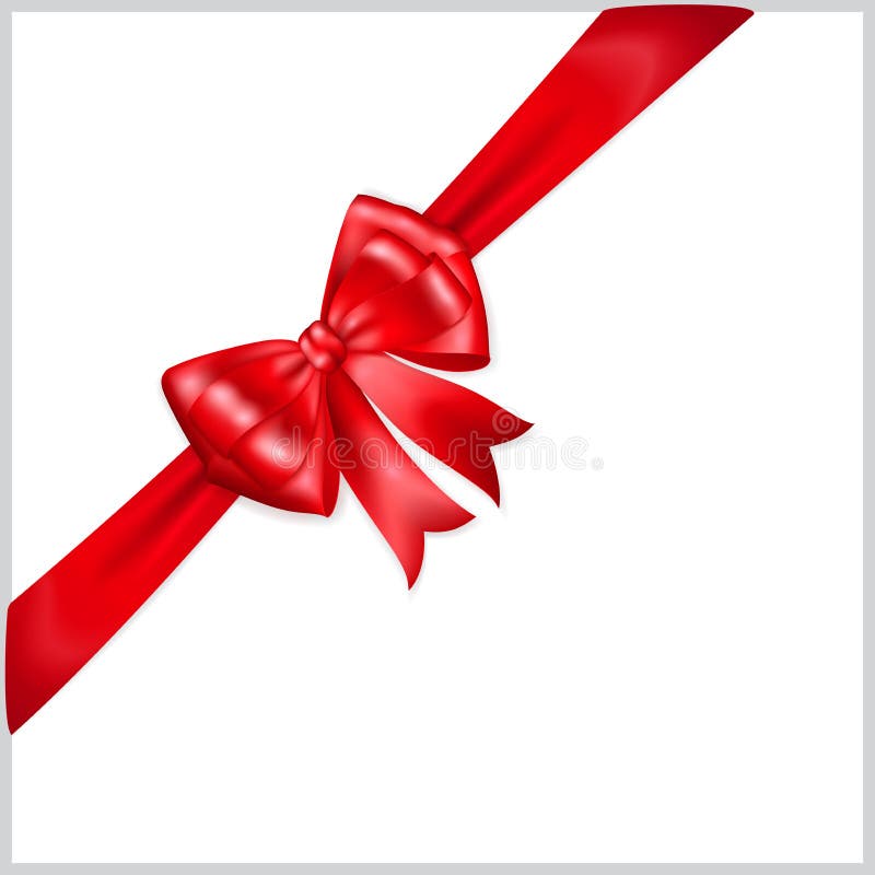 Red Bow with Diagonally Ribbon Stock Vector - Illustration of decor ...