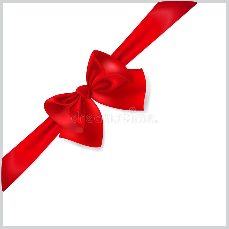 Red Bow with Diagonally Ribbon Stock Vector - Illustration of present ...