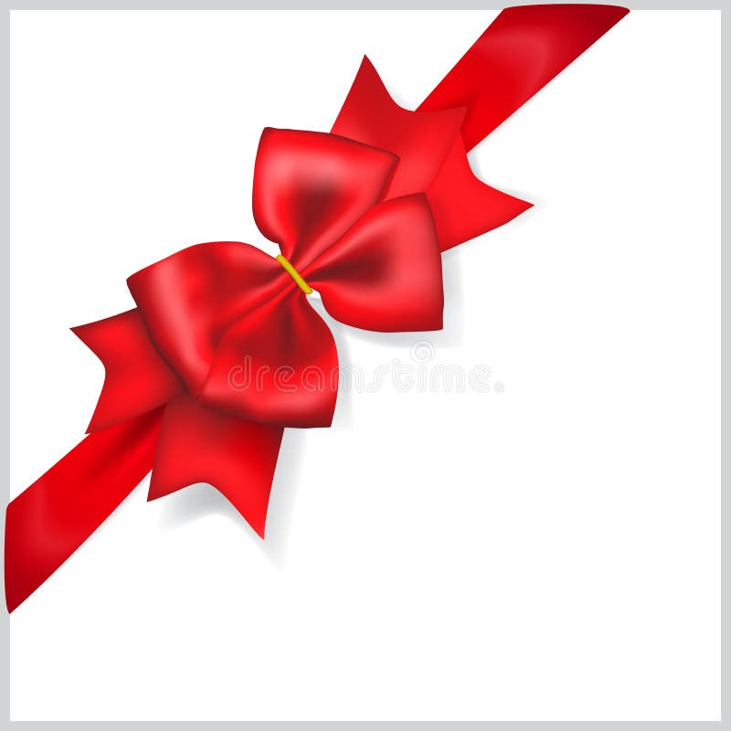 Red Bow with Diagonally Ribbon Stock Vector - Illustration of gift ...