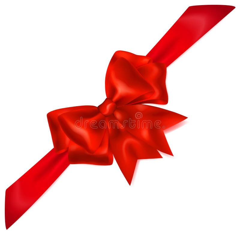 Red Bow with Diagonally Ribbon Stock Vector - Illustration of love ...