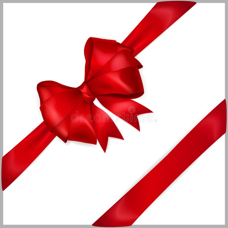 Red Bow with Diagonally Ribbons with Golden Strips Stock Vector ...