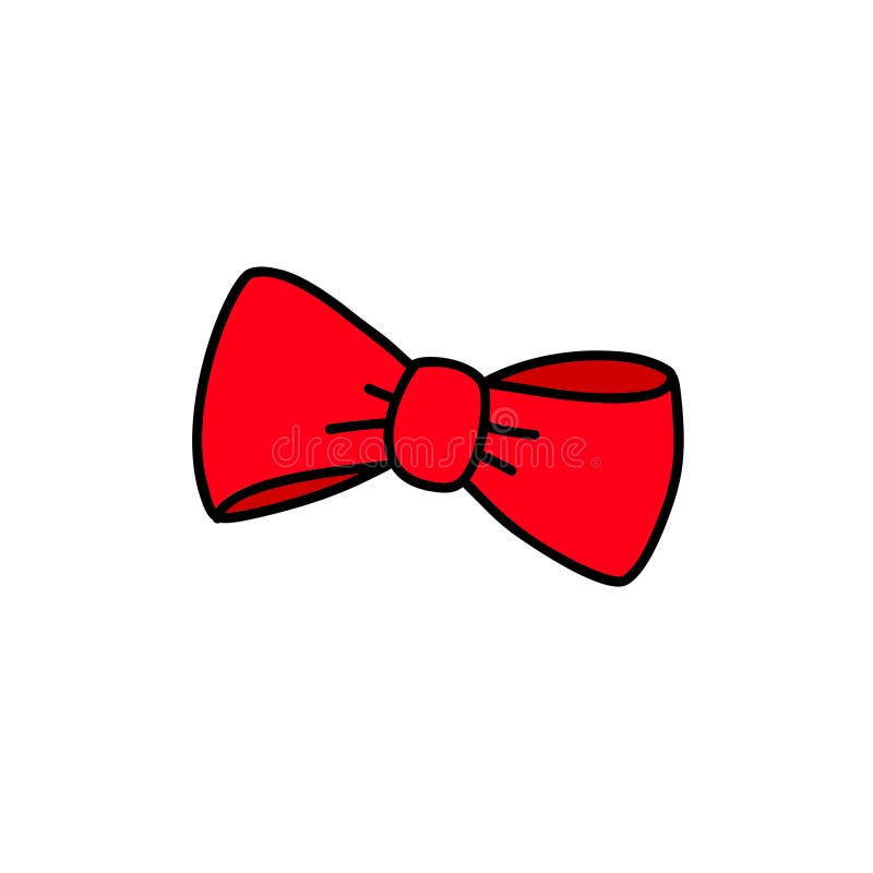 Red Bow. Doodle Outline Vector. Stock Vector - Illustration of element ...