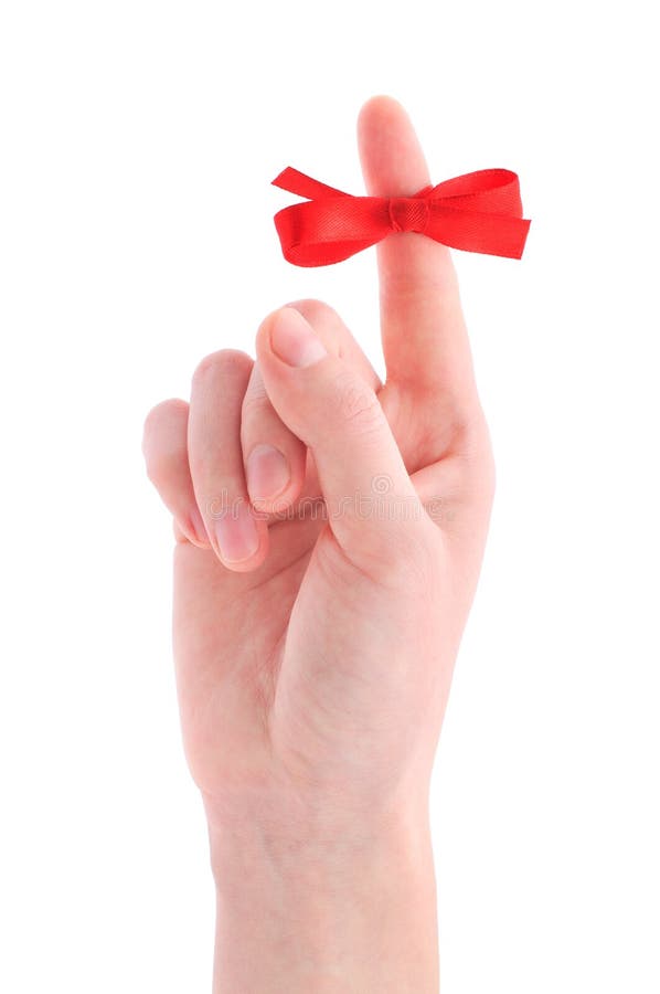 Red String Tied Around Finger As a Reminder Stock Image - Image of knot ...