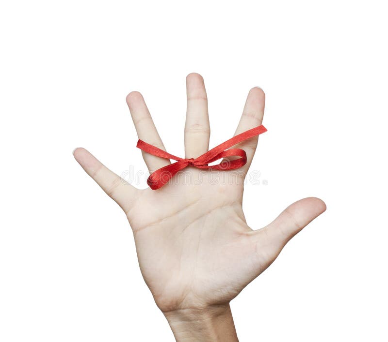 Red bow on finger stock photo. Image of people, isolated - 21993650