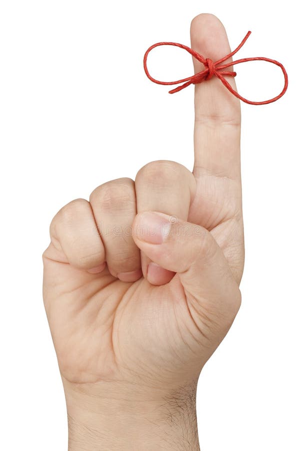A Finger Contains a Bow-tied String As a Reminder Stock Photo - Image ...