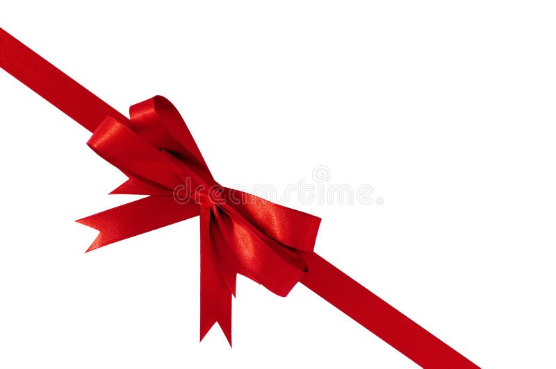 Red Gift Ribbon Bow Vertical Corner Border Frame Isolated on White ...
