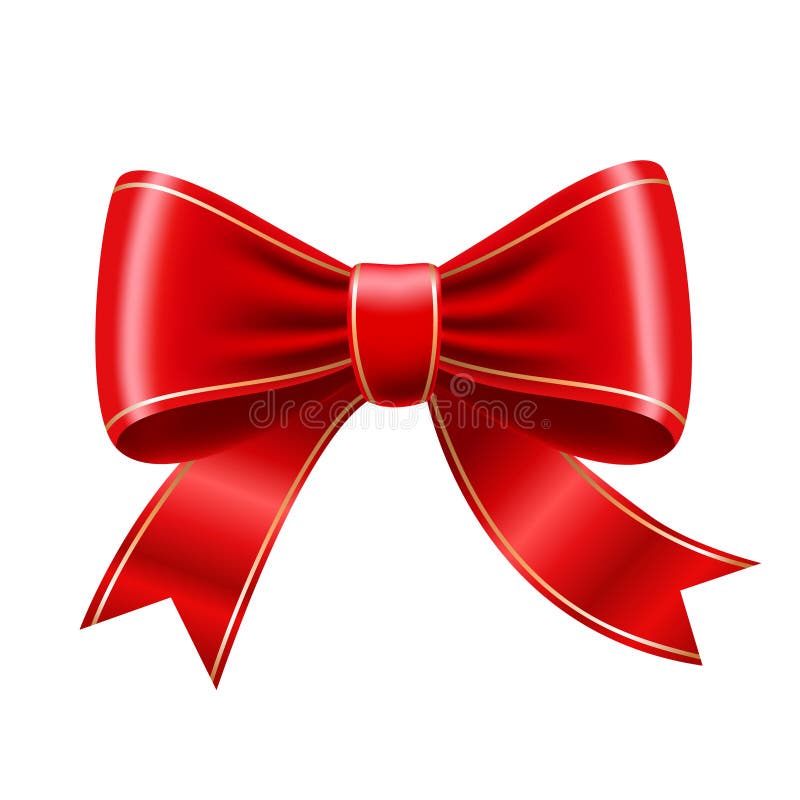 Red bow with gold border. stock vector. Illustration of design - 259042432