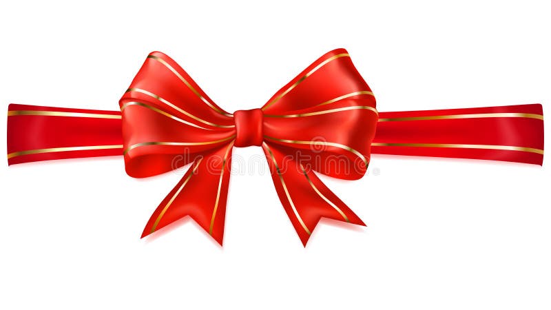 Red Bow with Horizontal Ribbon with Golden Strips Stock Vector ...