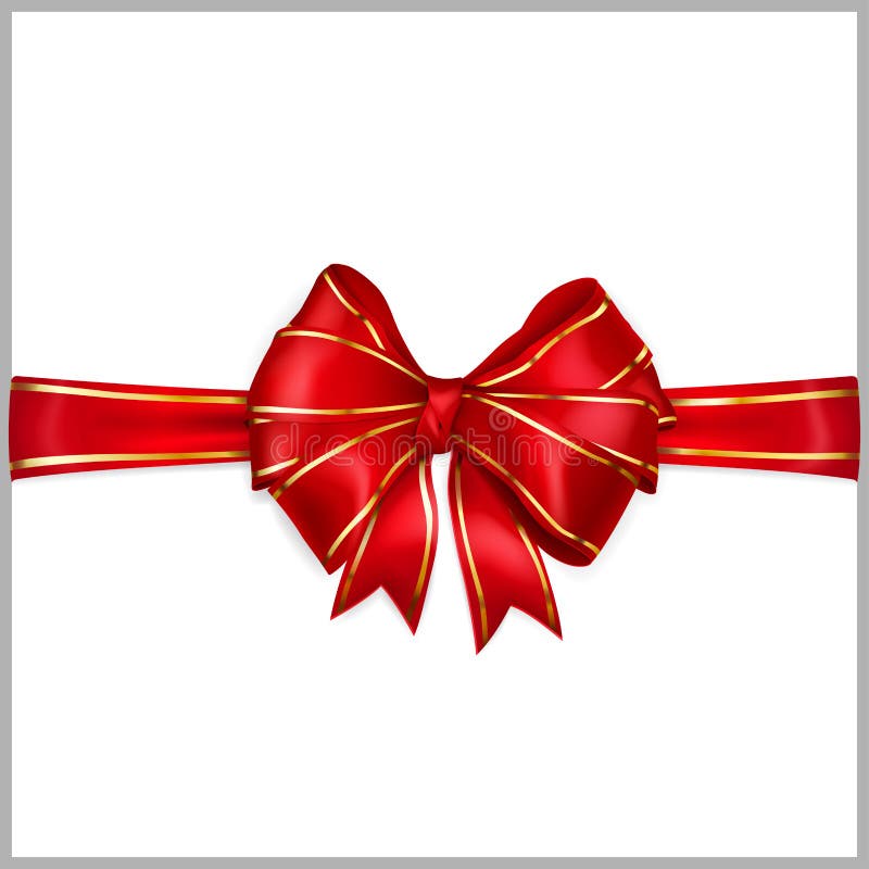 Red Bow with Diagonally Ribbons with Golden Strips Stock Vector ...