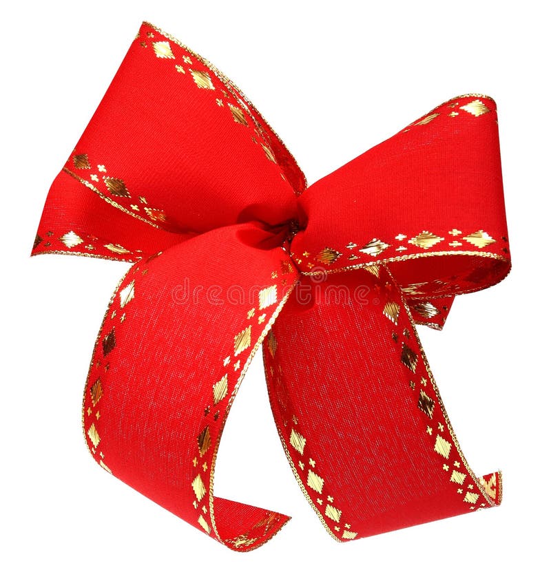 Side View of Red Bow with Star Pattern Isolated on White Background ...