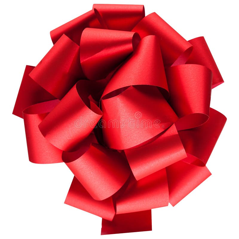 Red Bow Isolated on White Top View Stock Image - Image of celebration ...