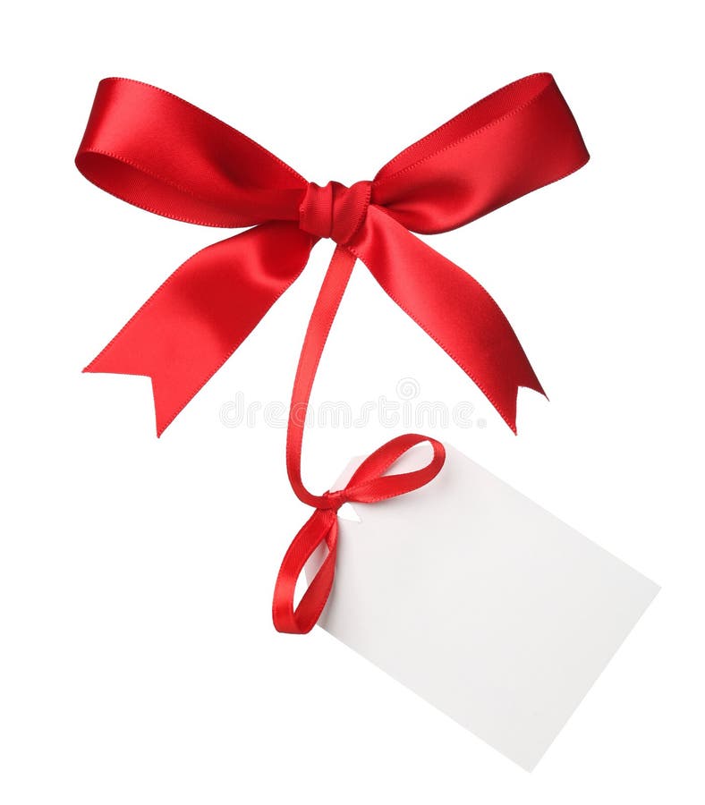 Blank Gift Tag with Red Ribbon Stock Photo - Image of christmas, copy ...