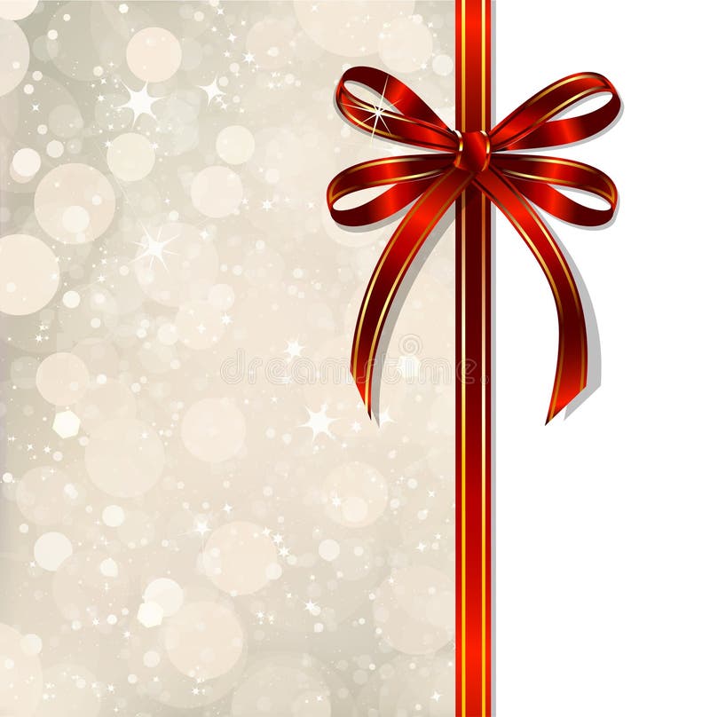 Red Bow on a Magical Christmas Card. Vector Stock Vector - Illustration ...