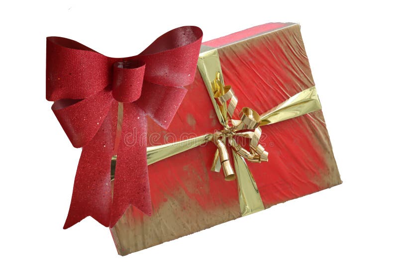 Red Bow and Pack for Christmas Gift with White Background Stock Image ...