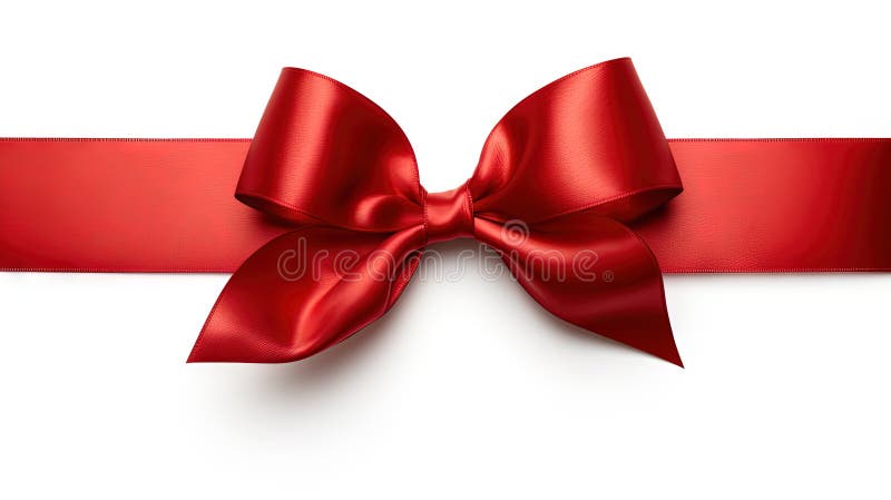Red Bow with Ribbon Isolated on White. Stock Photo - Image of satin ...