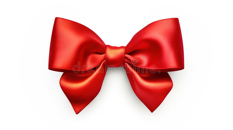 Red Bow with Ribbon Isolated on White. Stock Image - Image of silk ...