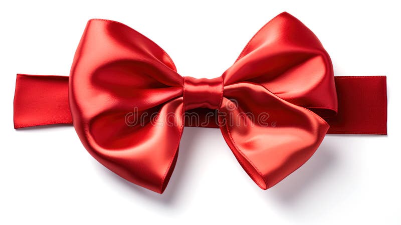 Red Bow with Ribbon Isolated on White. Stock Image - Image of satin ...