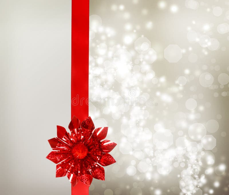 Red Bow and Ribbon with Silver Lights Stock Image - Image of closeup ...