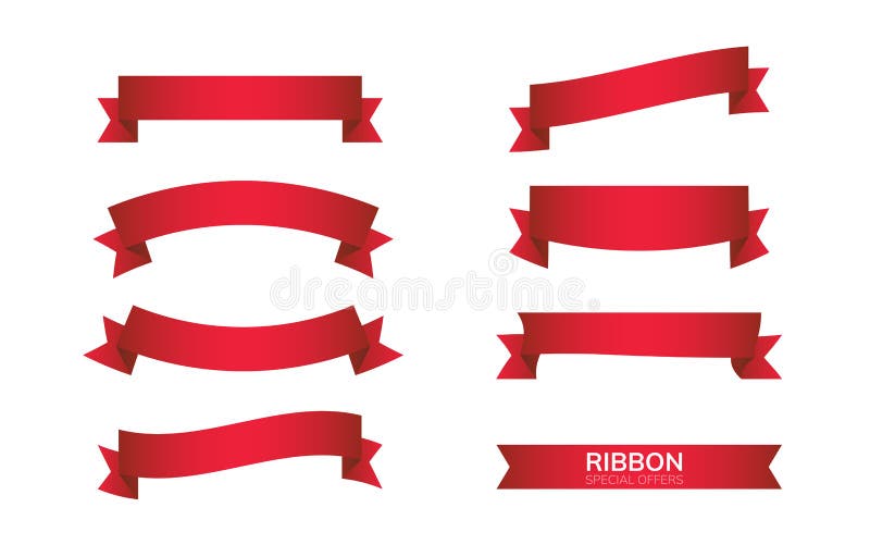 Red Bow Ribbons Flat Style Icon Symbol Isolated on White Background ...
