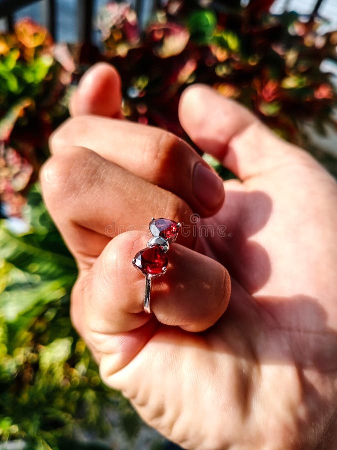 Red Bow Shaped Ring with White Gold Plated Stock Image - Image of white ...