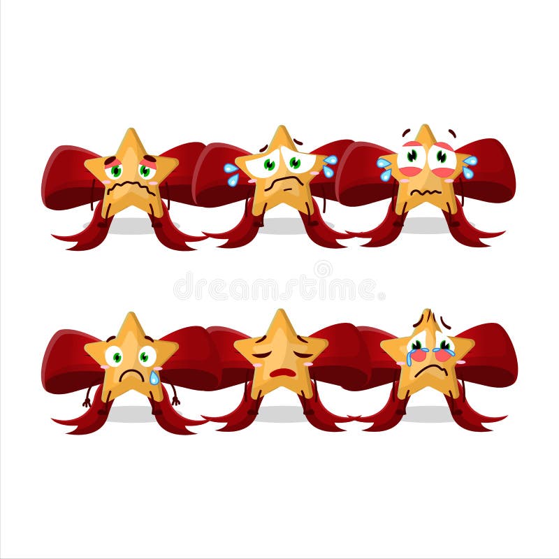 Red Bow with Star Cartoon Character with Sad Expression Stock Vector ...