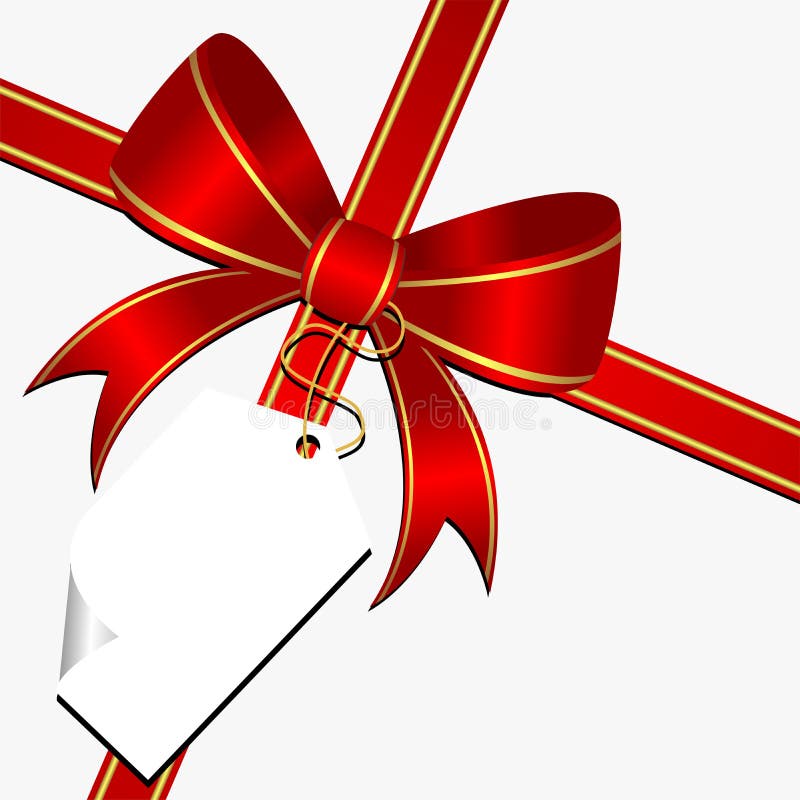 Red bow with tag stock vector. Illustration of identification - 6310469