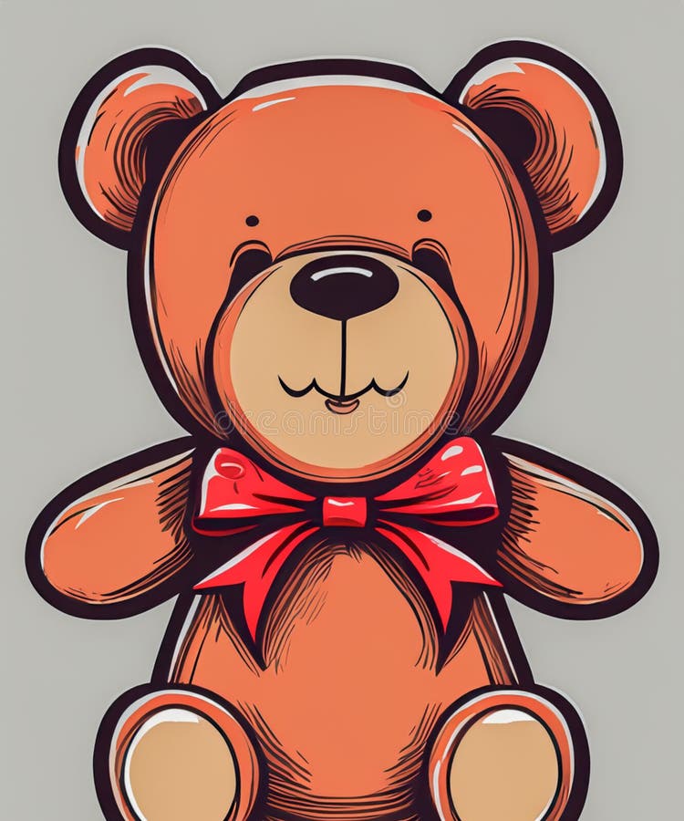Red Bow Teddy Bear Vector Generative AI Stock Illustration ...