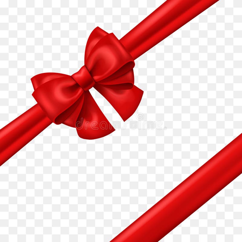 Red Bow on a Transparent Background. Vector Realistic 3D Illustration ...