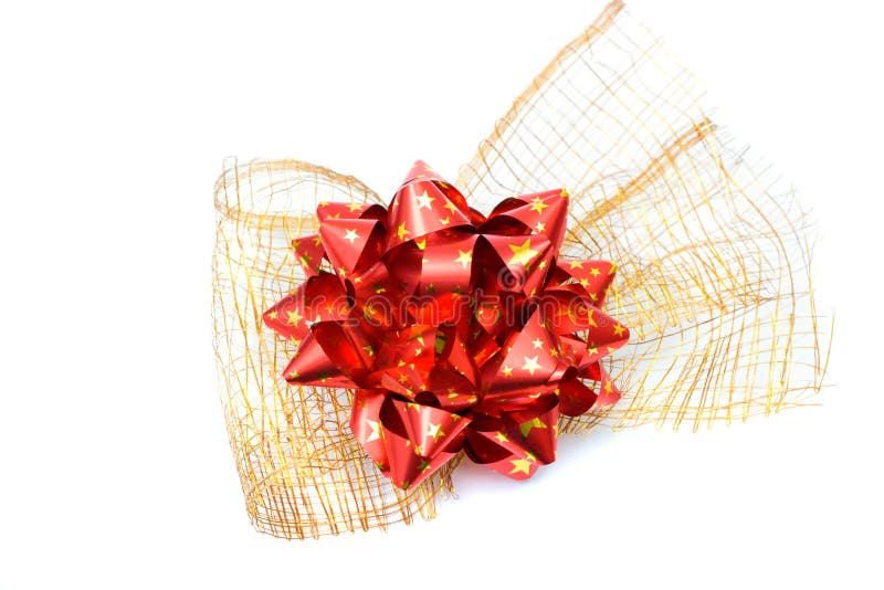 Red bow on wire net stock image. Image of golden, colour - 8284951